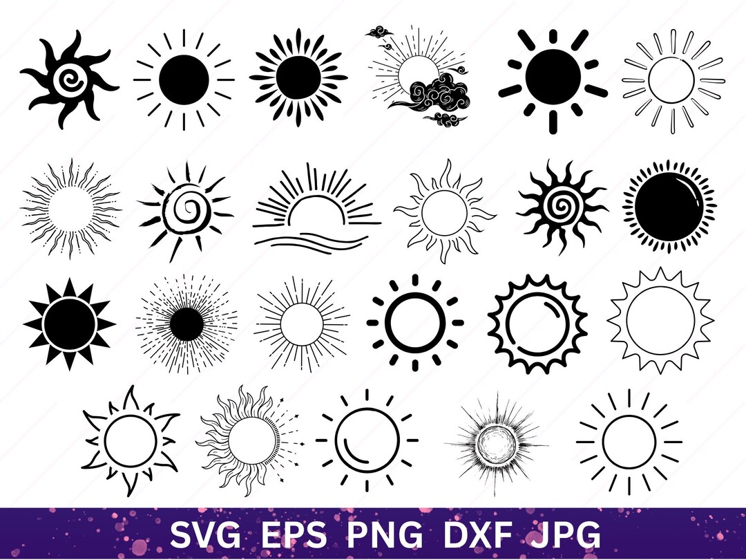 Sun Svg Bundle, Sun Svg Cut File, Sunrise Svg Bundle, Sunrise Clipart ...