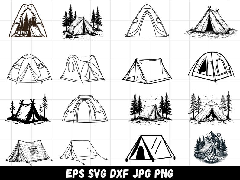 Tent Svg Bundle, Tent Vector, Tent Silhouette, Camping Tent Svg Bundle ...