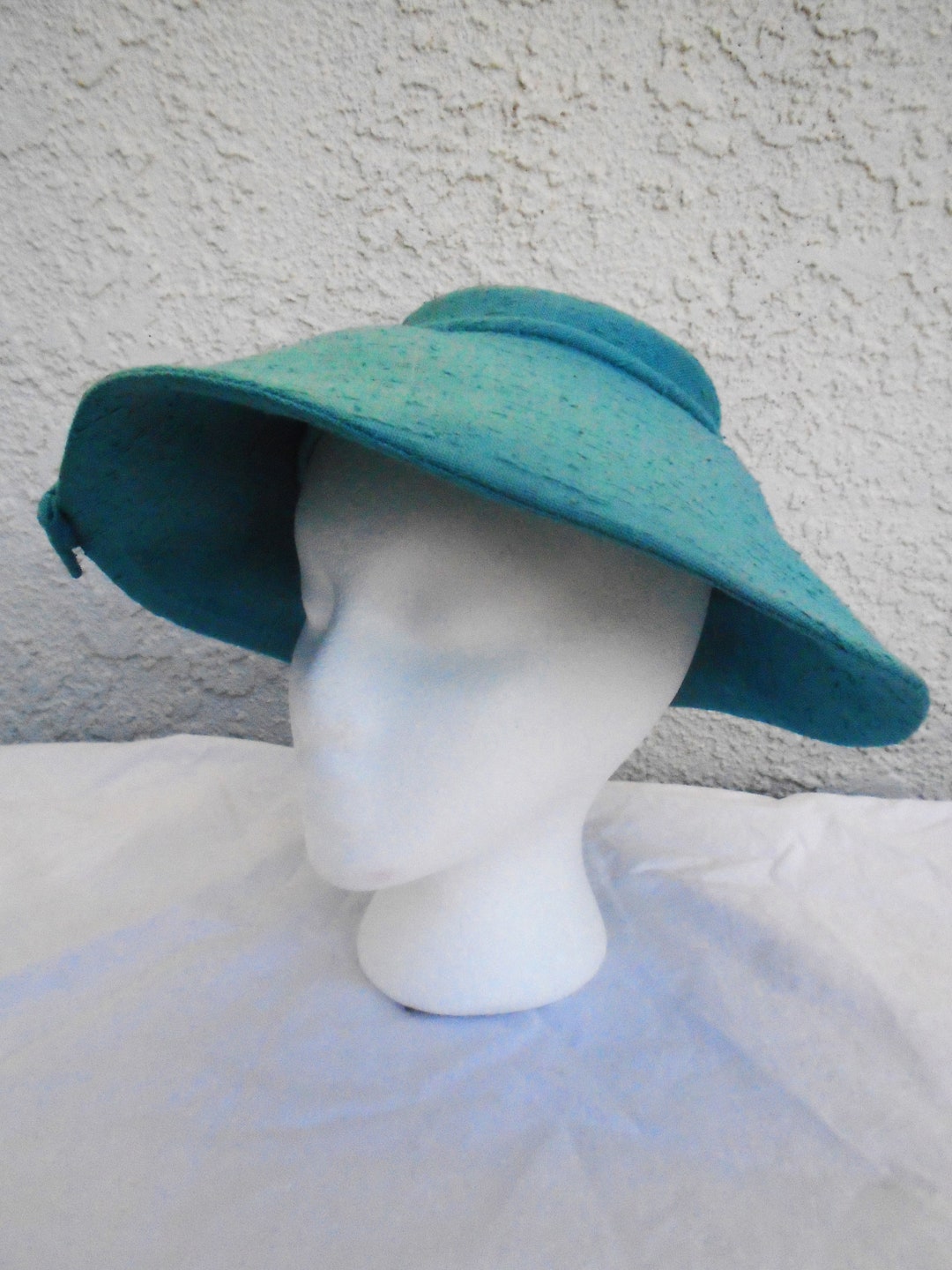 ON Sale..........vintage Textured Linen Cartwheel Style Hat - Etsy