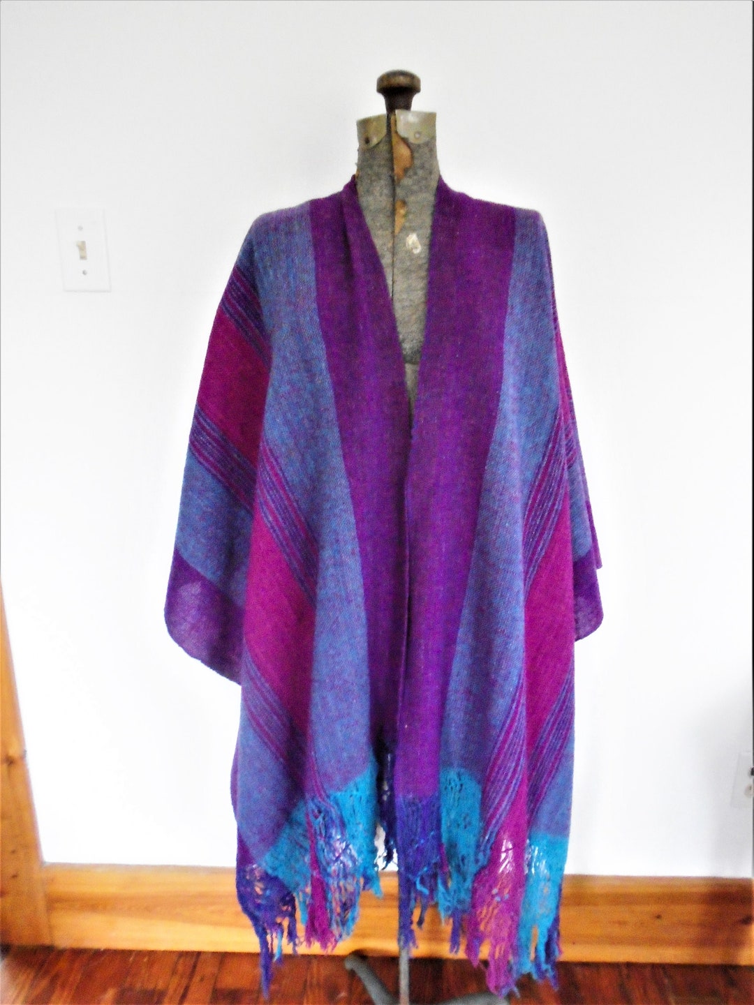 Vintage Art to Wear Woven Long Shawl - Etsy