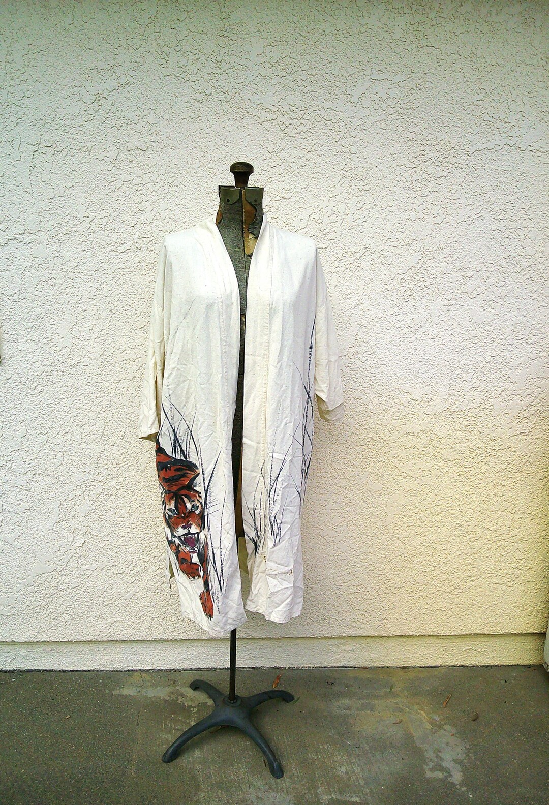 Vintage Raw Silk Hand Painter Duster Robe - Etsy