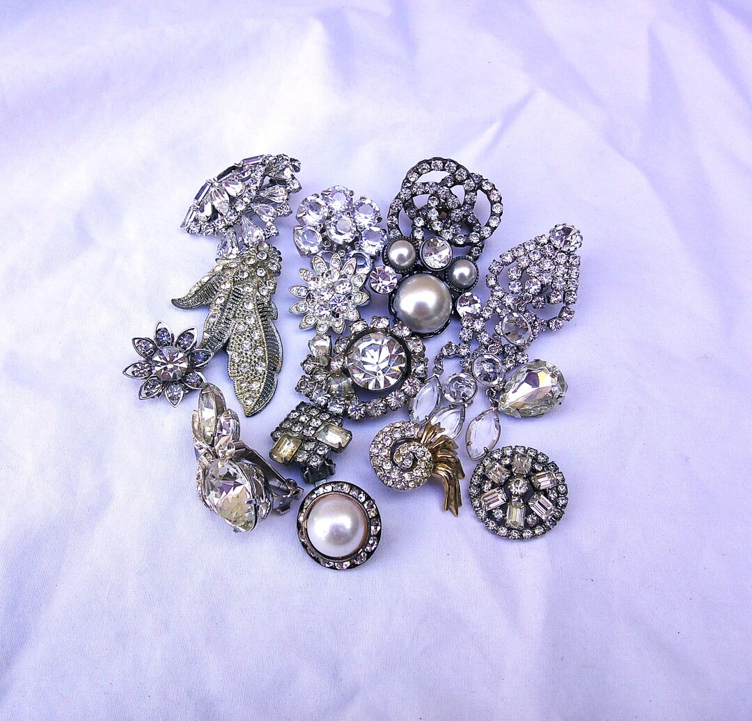 Vintage Single Clear Crystal Junk Clip on Earring LOT - Etsy