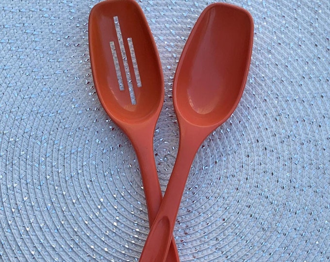 Vintage 1970 Orange Foley Spoon and Slotted Spoon Cooking Utensils - Etsy