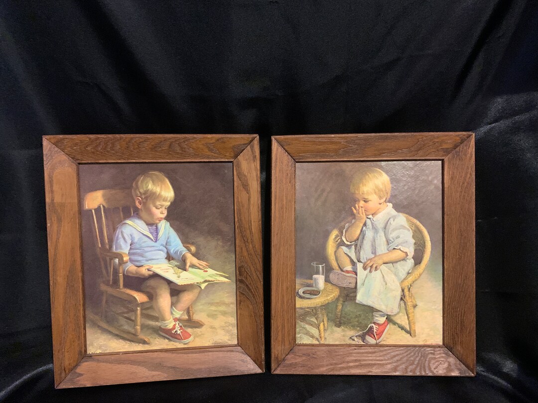 Vintage James Ingwersen Beautiful Wood Frame Wall Art Print Pictures ...