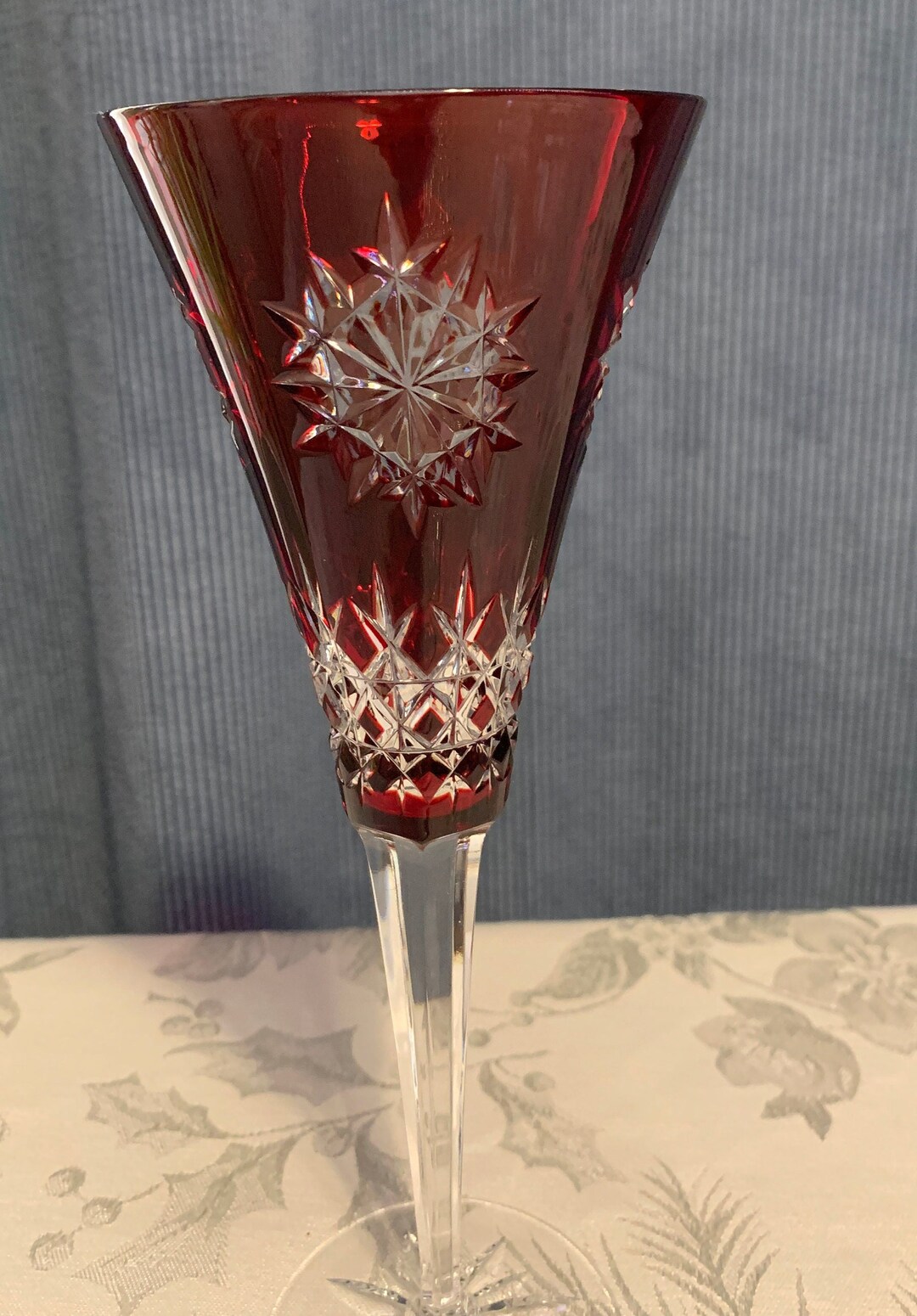 Waterford Single Snowflake Ruby Red Champagne Flute - Etsy