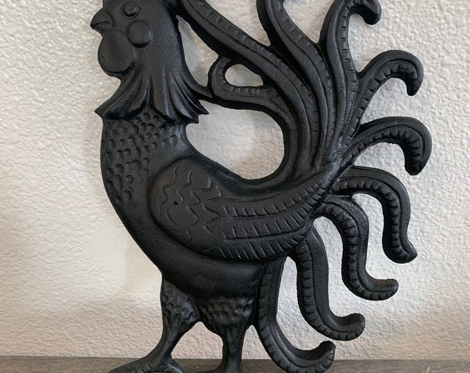 Vintage Cast Iron Metal Rooster Plaque Wall Décor Upcycle - Etsy
