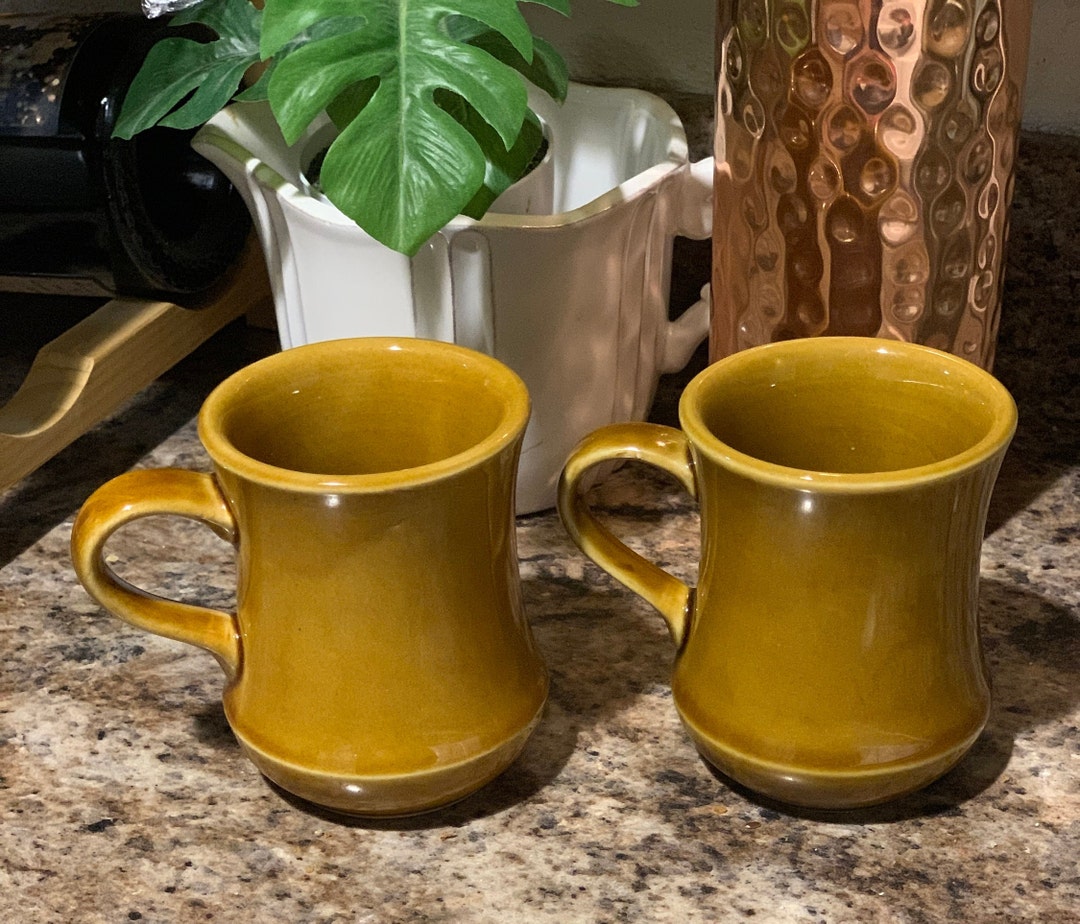Vintage Brown Mug Coffee Cups Restaurant Ware Set of Two Korea - Etsy