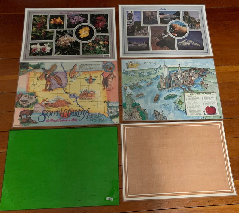 Vintage Souvenir Laminated State Placemat Set of Six | Etsy