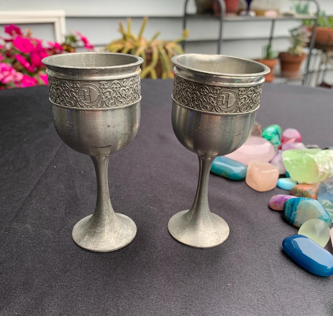 Vintage 1960s Small Etched Goblets Selangor Pewter Specially Crafted ...