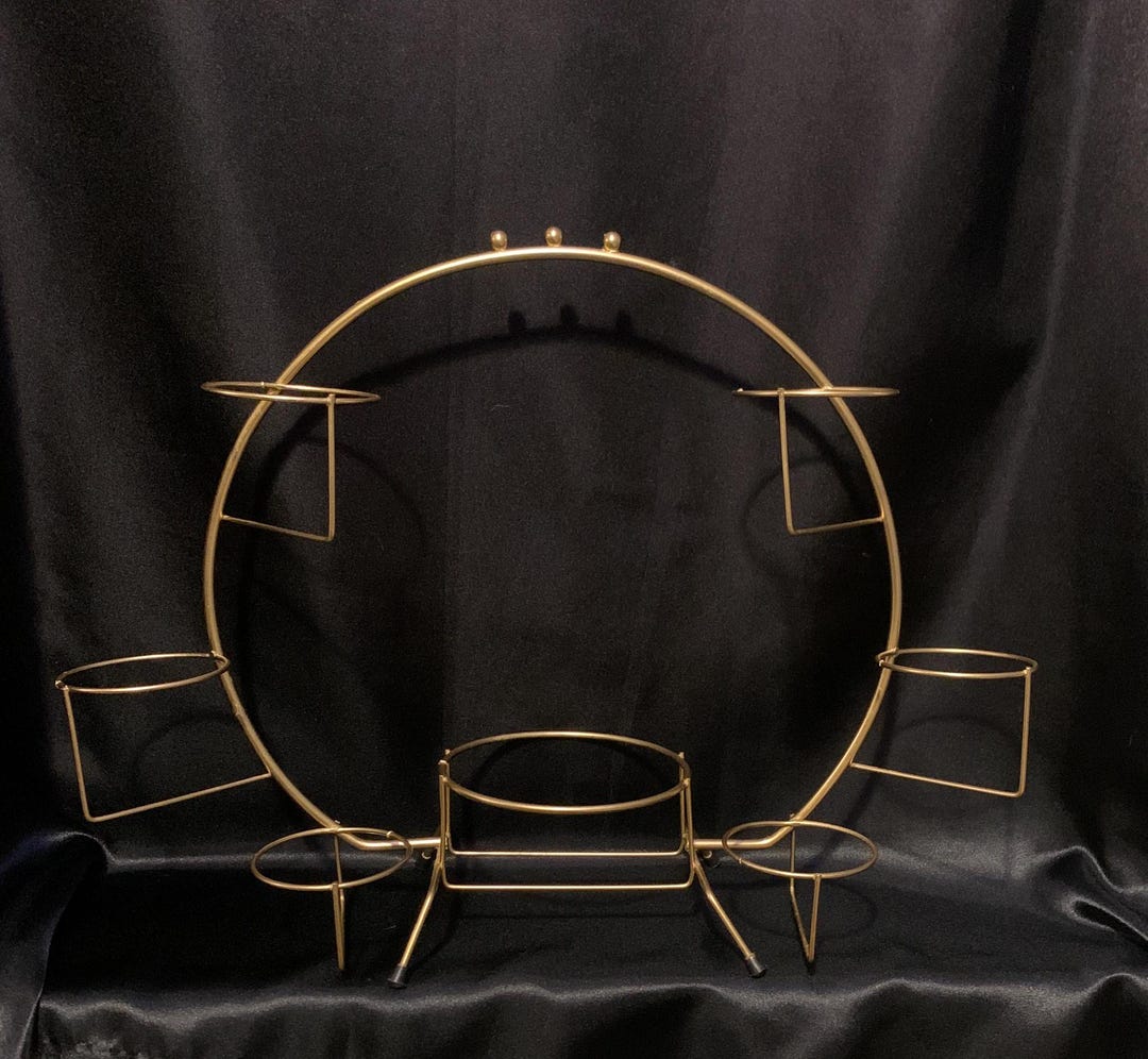 Barware Carousel Gold Tone Metal MCM Glasses Caddy Holder Server ...