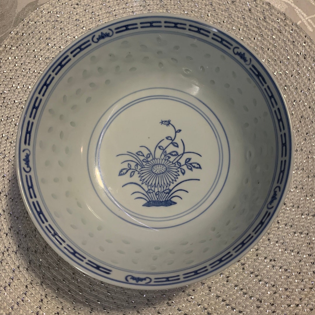 Vintage Rice Flower 8" Round Vegetable Bowl by Tienshan Made in China ...