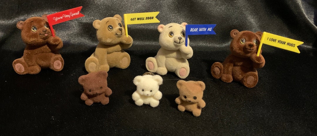 Vintage Miniature Flocked Bears Russ Bear Made in Hong Kong - Etsy