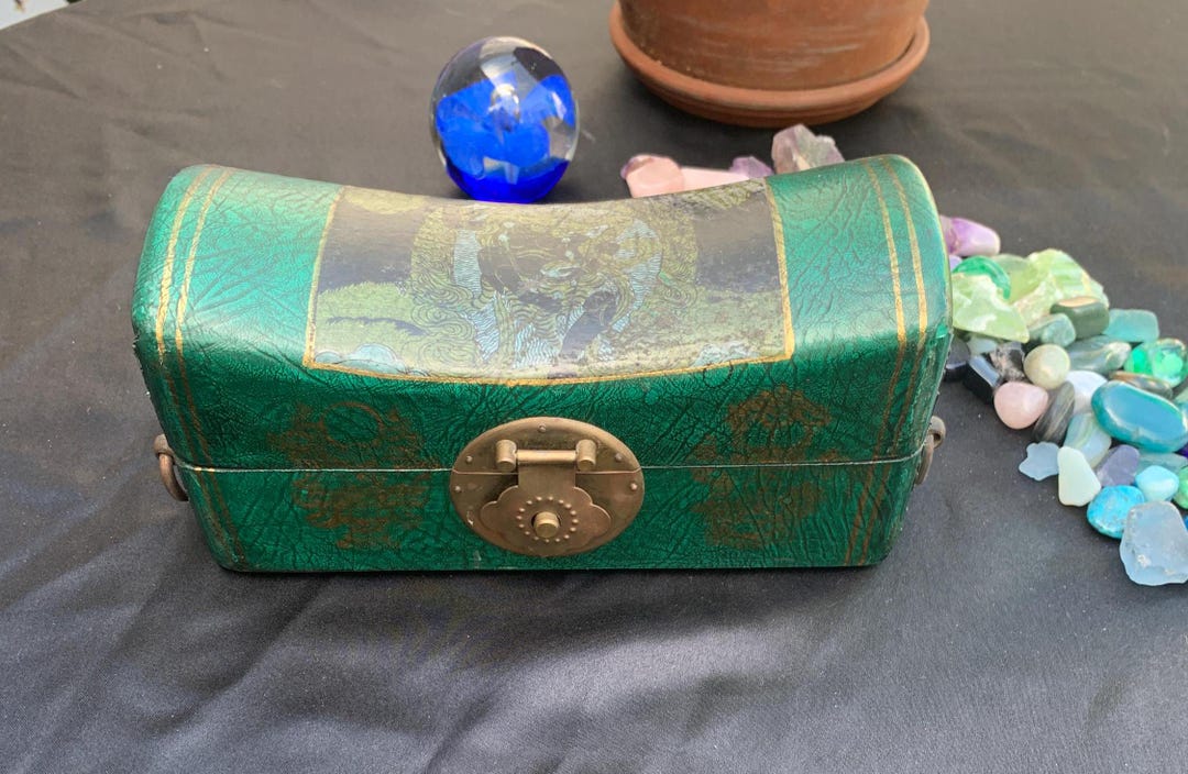 Antique Green Chinese Pillow Box Chest Box Trinket Box Jewelry Box ...