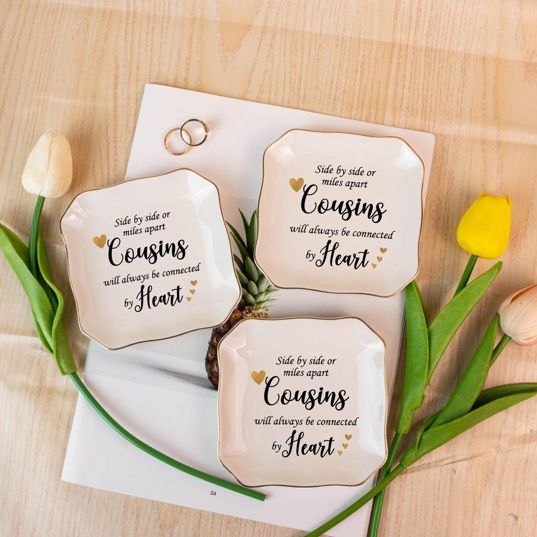 Cousins Connected by Heart Ring Dish, Personalized Family Gift, Long ...