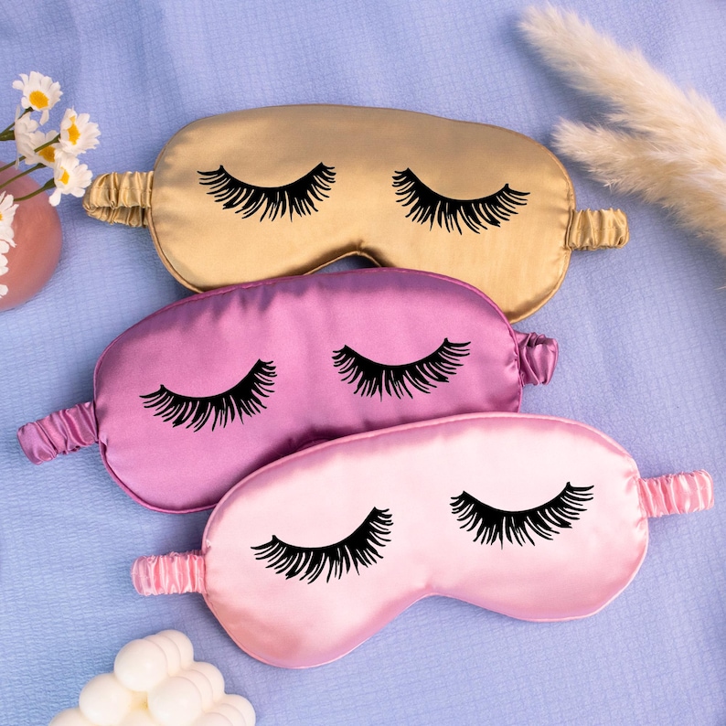 Cute Satin Eye Mask for Girls Sleepover – Closed Eye Design Sleep Mask ...