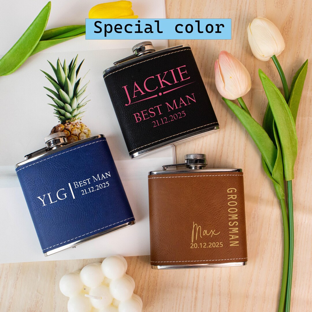 Personalized Leather Flask – Christmas Gift for Him 2025 – Custom ...