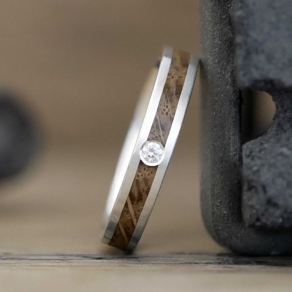 Native Diamond Wood Engagement Ring UK - Etsy UK