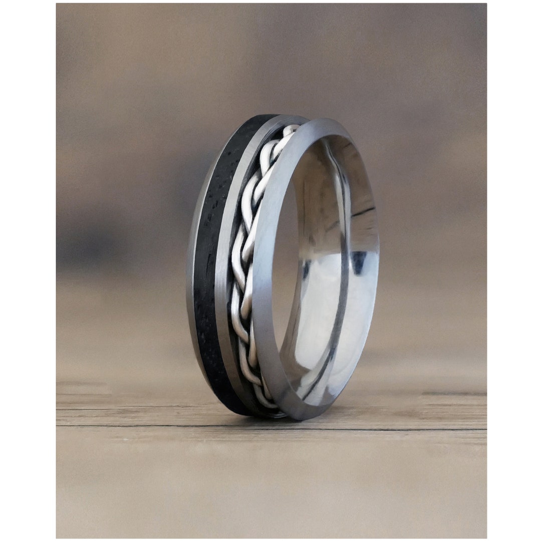 Titanium & Silver - Wood Wedding Rings by Shiruba Tree - Etsy