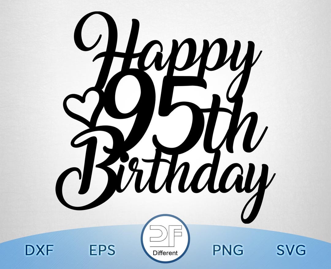 95th Birthday Cake Topper SVG - Happy 95th Design (digital Download) - Etsy
