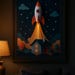 Rocket Ship Wall Art | Layered Paper Space Digital Download | Kids Room ...