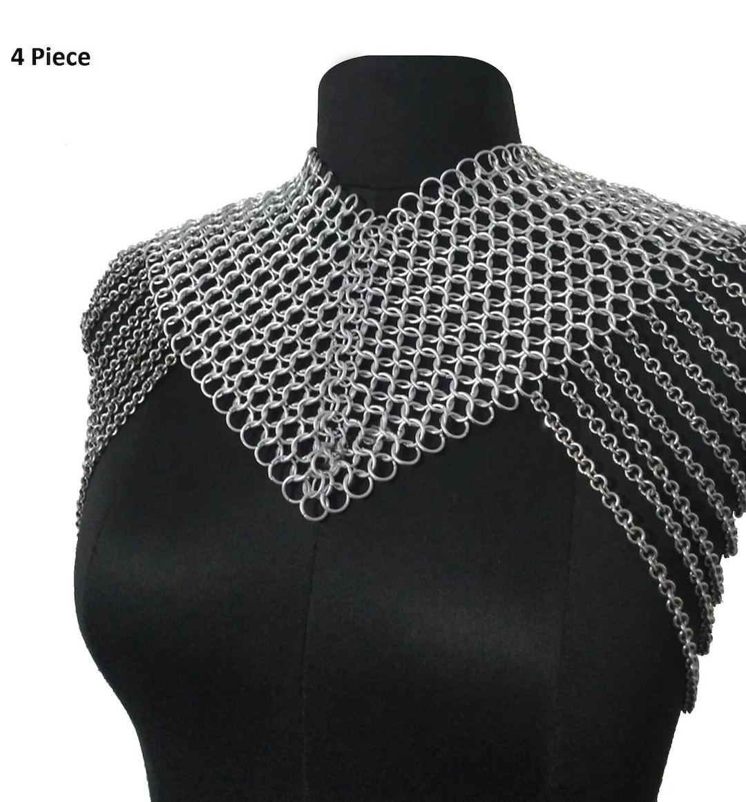 Medieval Chainmail Collar Shoulder Adjustable Chainmail Chain Layered ...