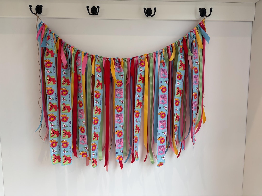 Sesame Street Fabric Ribbon Garland: Handmade Birthday Banner; ABBY ...