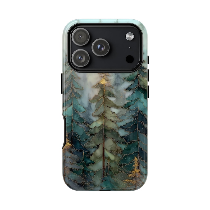 Stained Glass Pine Trees Phone Case Artful Trendy Snowy Winter ...