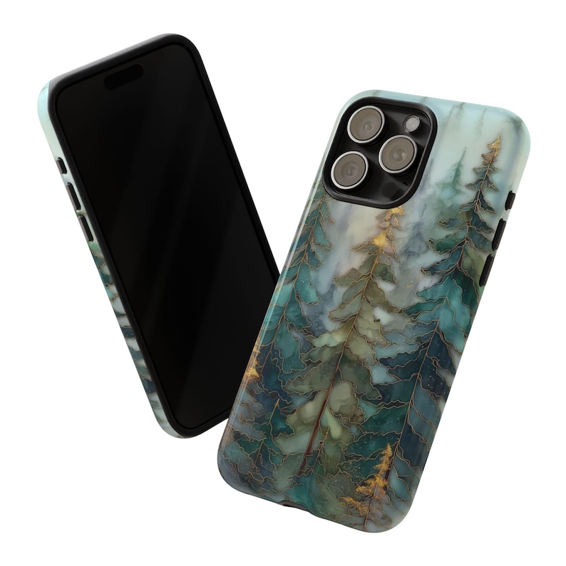 Stained Glass Pine Trees Phone Case Artful Trendy Snowy Winter ...