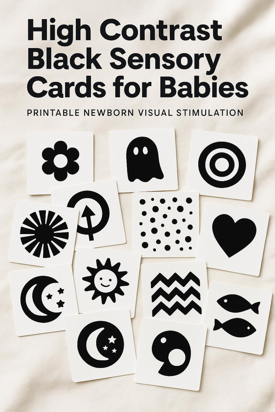 High Contrast Black Sensory Cards for Babies | Printable Visual ...