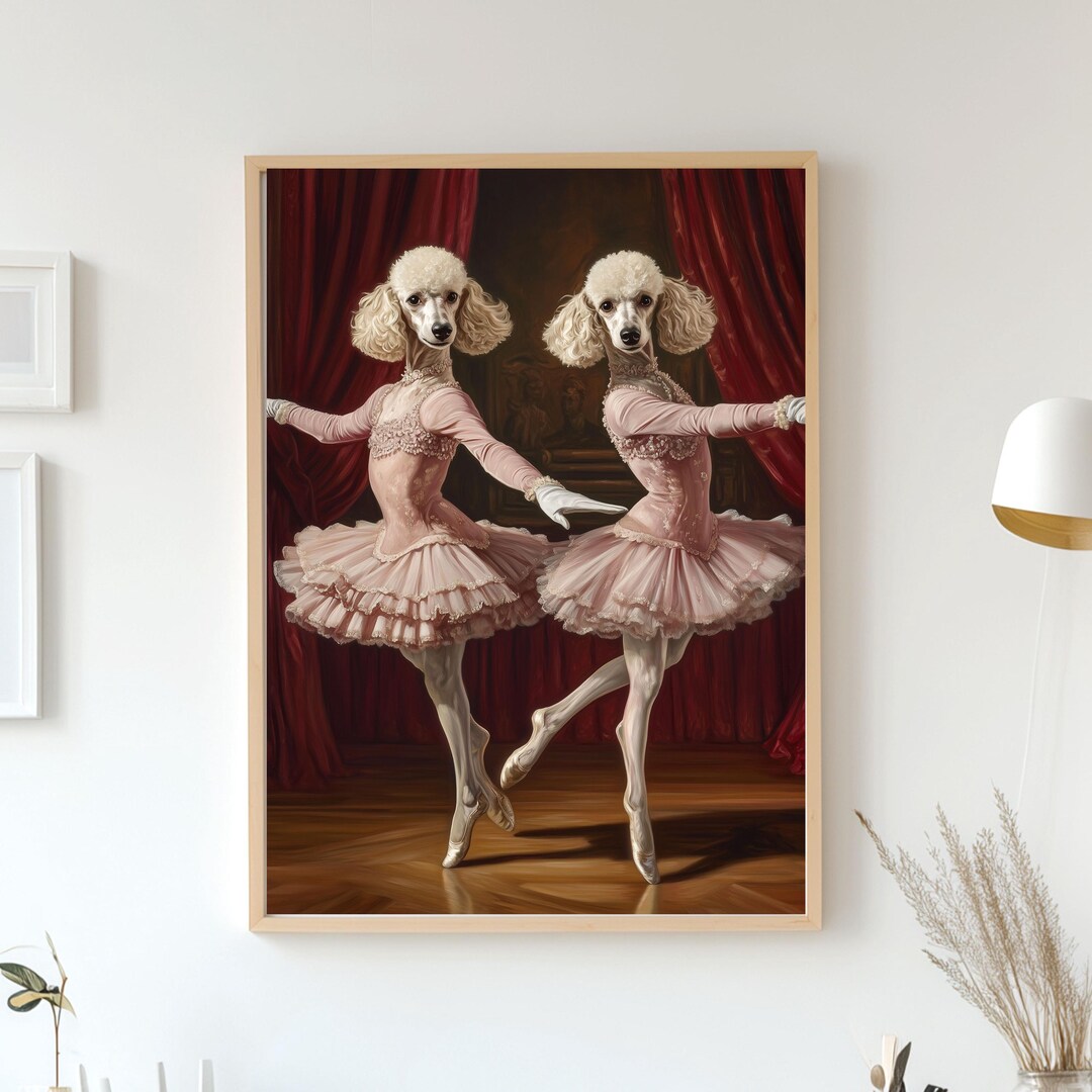 Ballerina Pet Portrait - Custom Print of Two Dogs as Ballet Dancers in ...