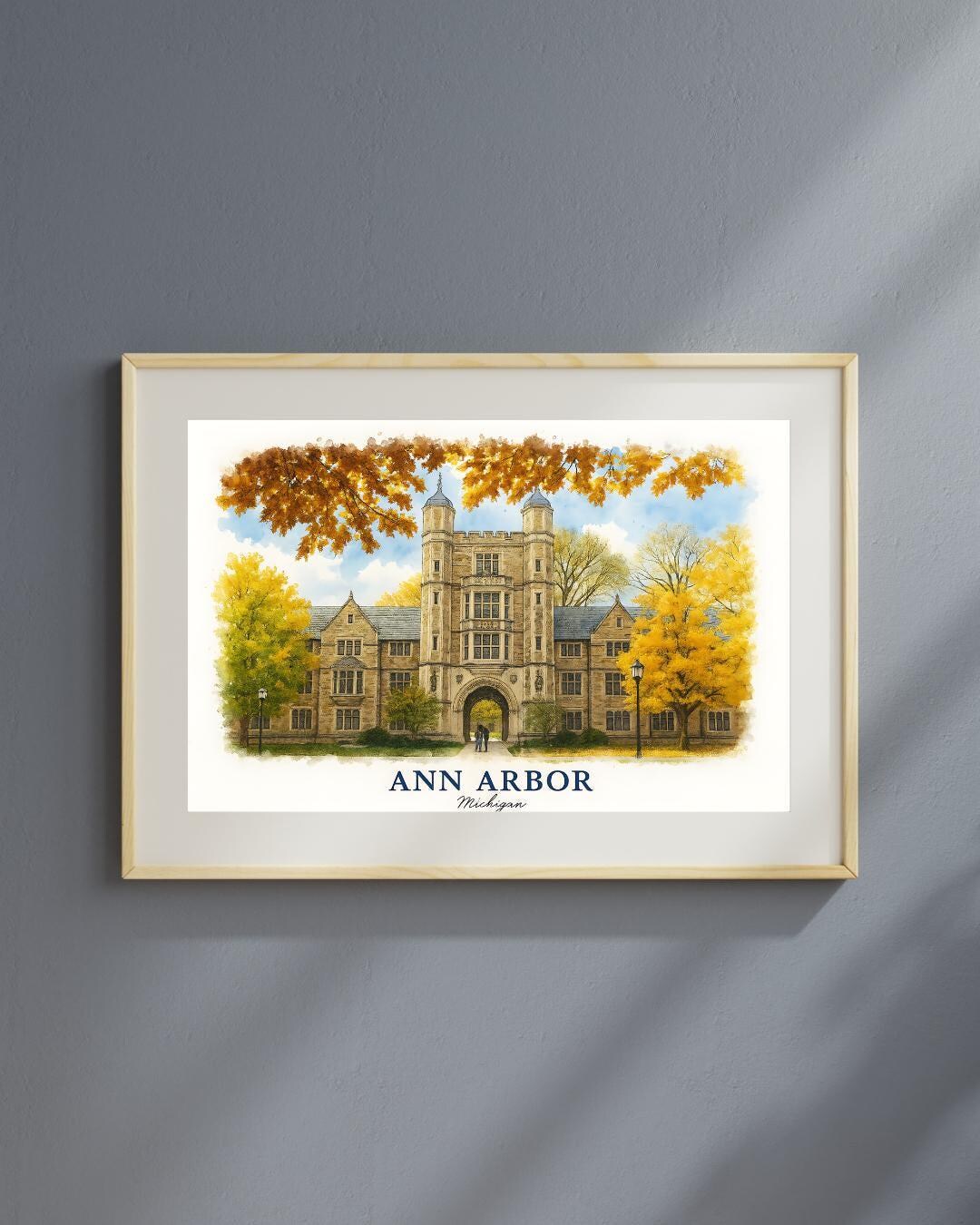 Ann Arbor Law Quad Watercolor Print: University of Michigan Art - Etsy