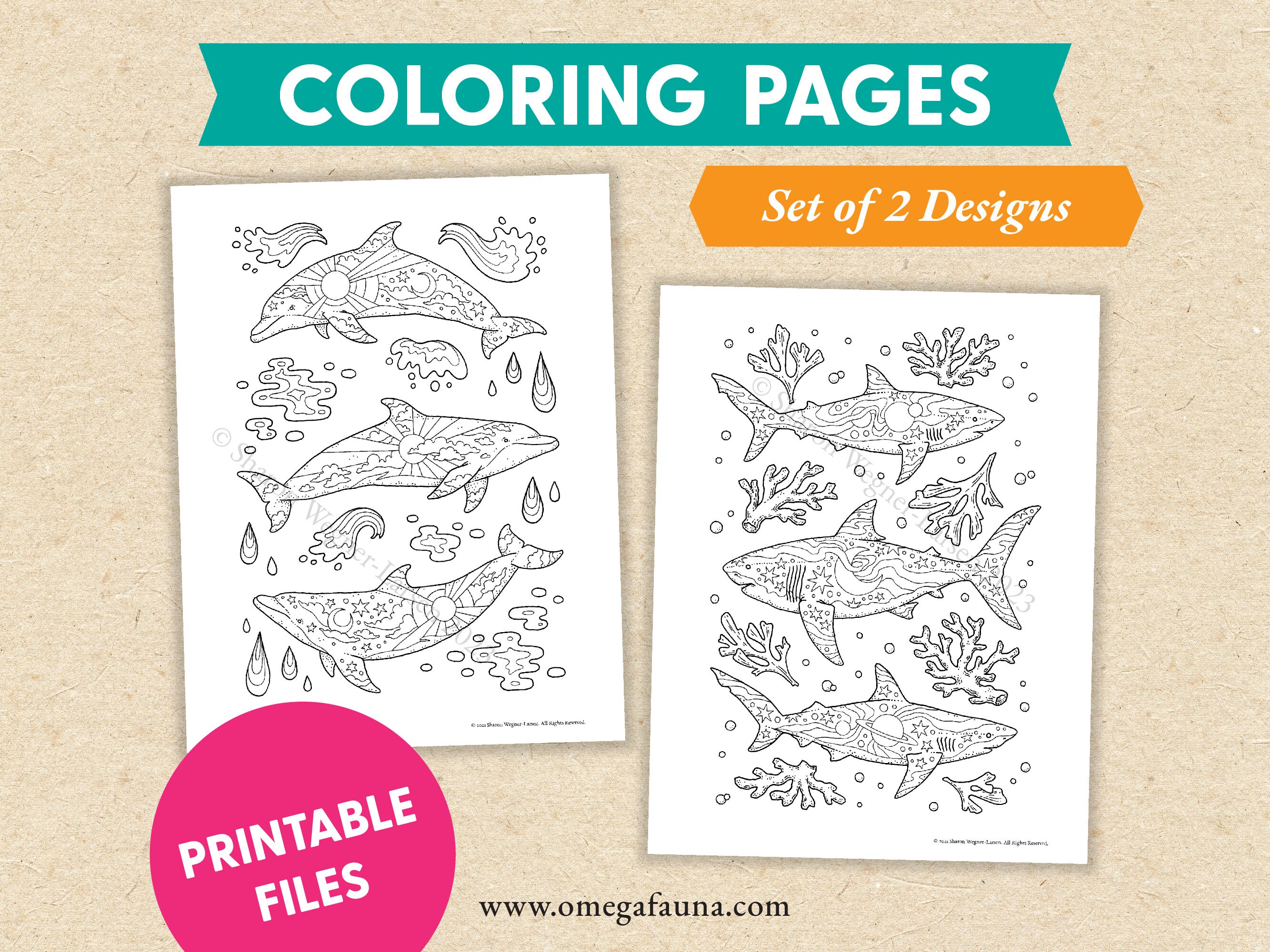 Printable Ocean Coloring | Space Sharks | Celestial Dolphins | Sea Life ...