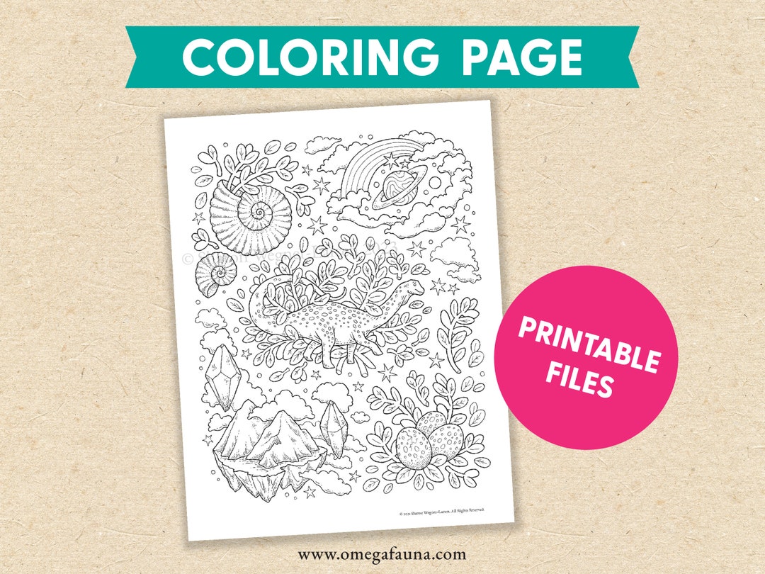 Dinosaur Coloring Page | Printable Adult Kids Instant Download ...