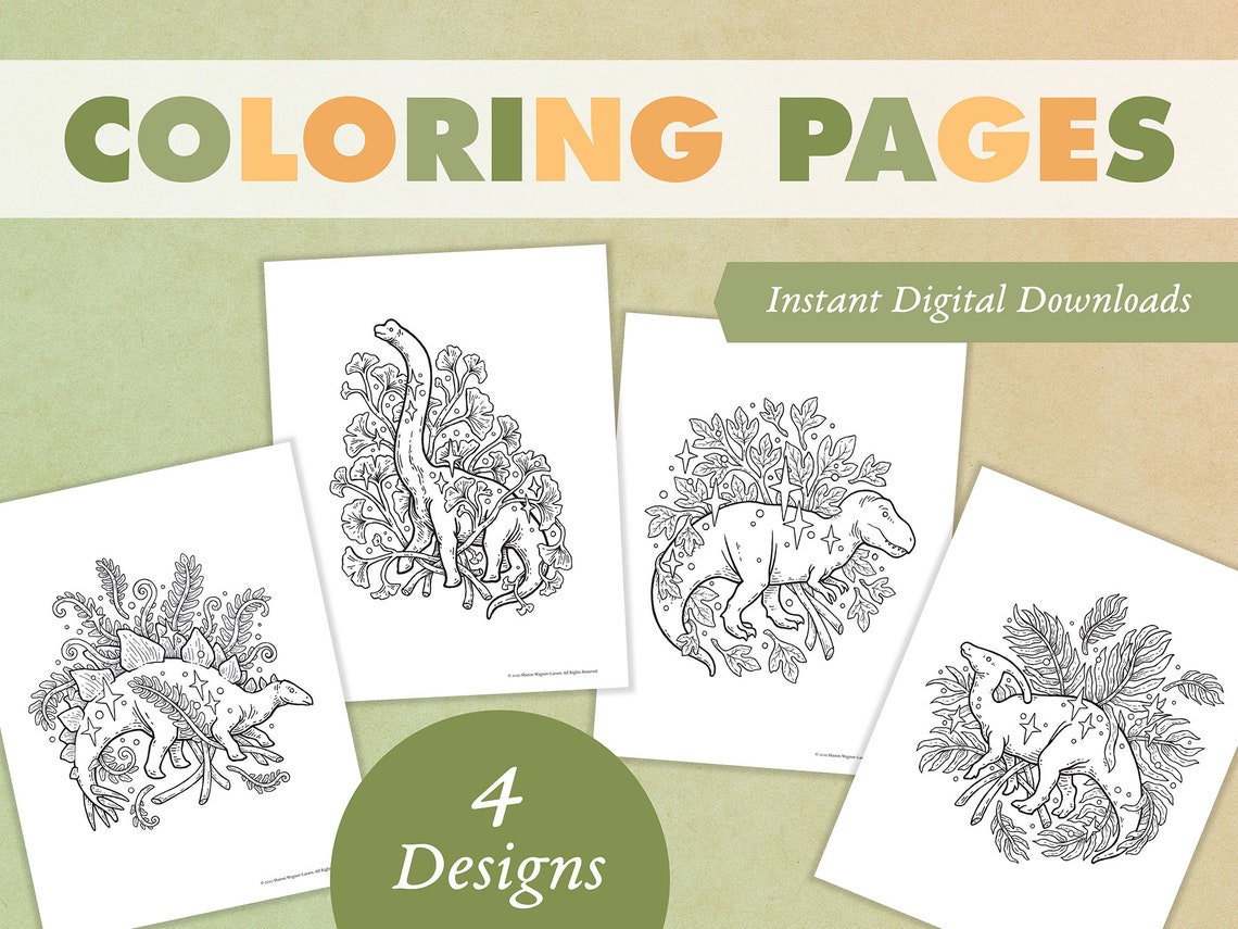 Printable Dinosaur Coloring Pages Natural History Art - Etsy