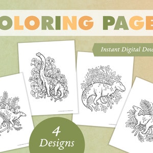 Printable Dinosaur Coloring Pages Natural History Art - Etsy