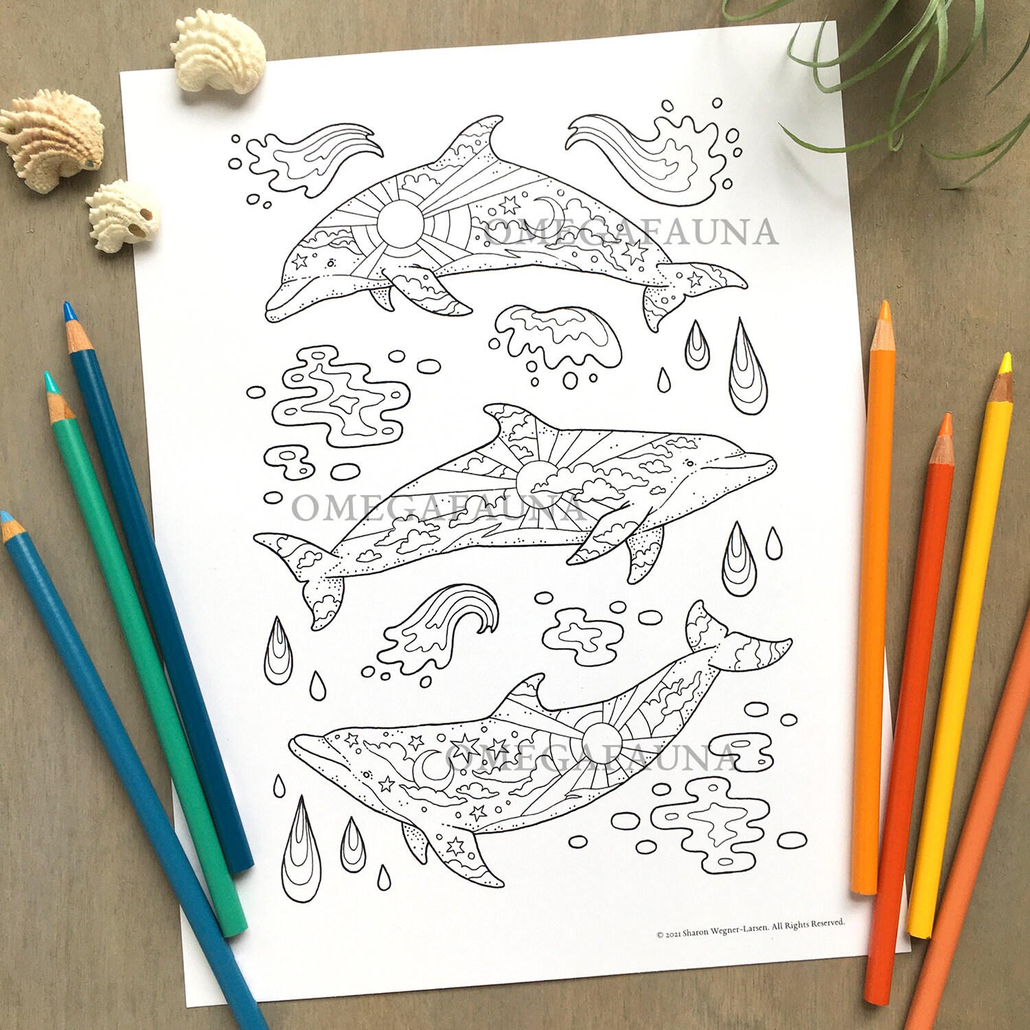 Printable Ocean Coloring | Space Sharks | Celestial Dolphins | Sea Life ...