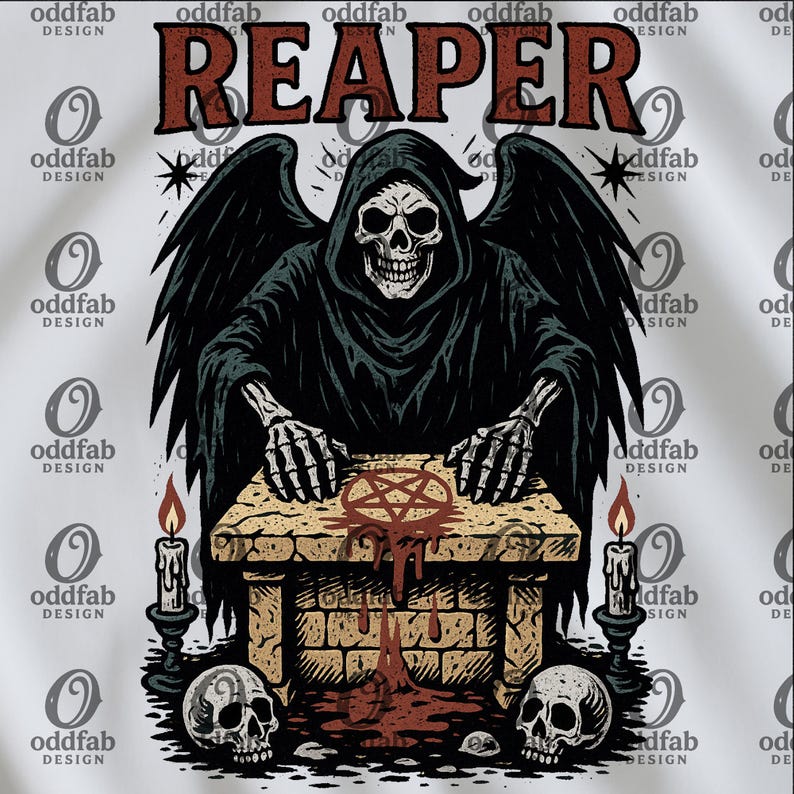 Vintage Grim Reaper Illustration: Halloween Occult Skeleton (PNG ...