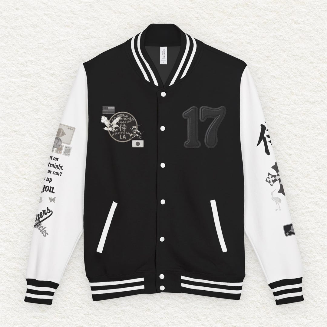 Shohei Ohtani - Letterman Varsity Jacket, Monochrome Samurai Style ...