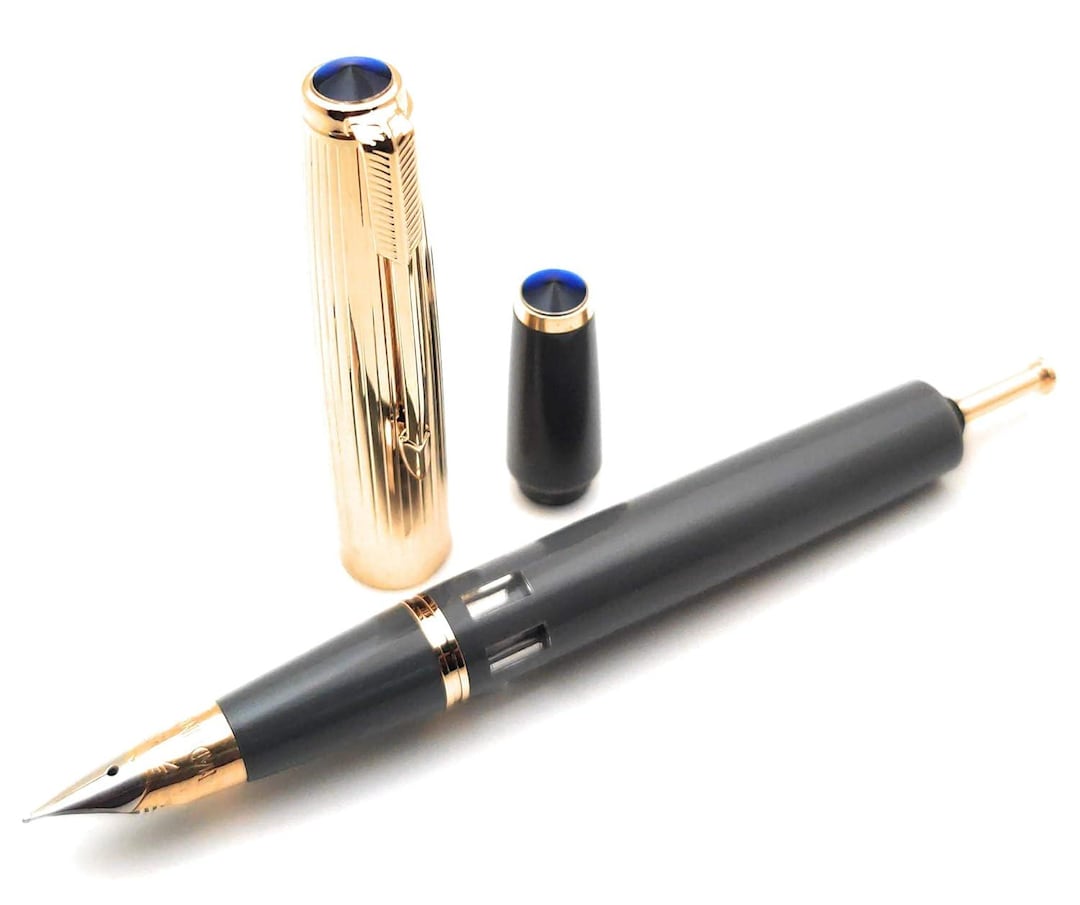 Wing Sung 601A Fountain Pen Golden Cap F Nib Solid Beige Double Bead ...