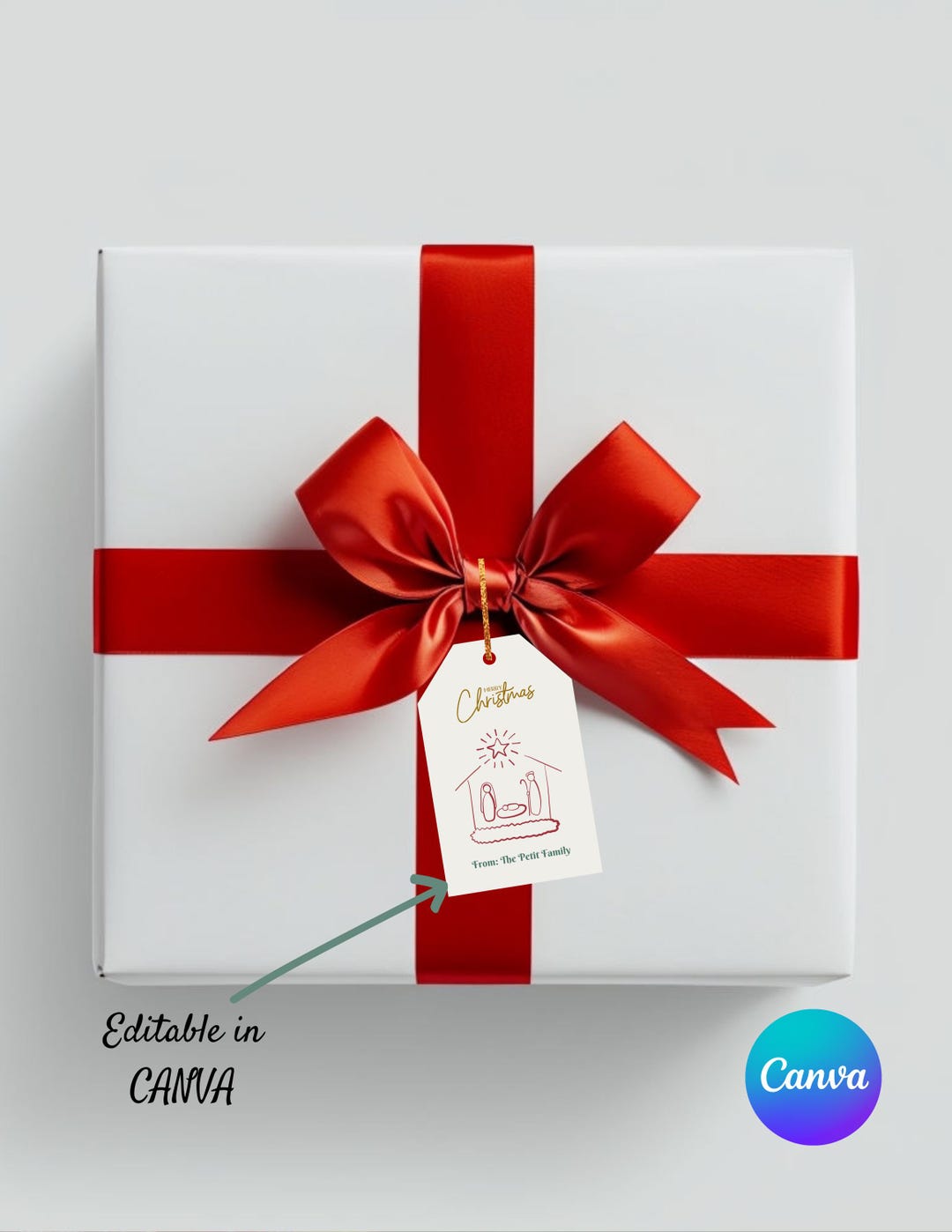 Editable Christmas Gift Tags – Printable Holiday Labels (canva Template ...