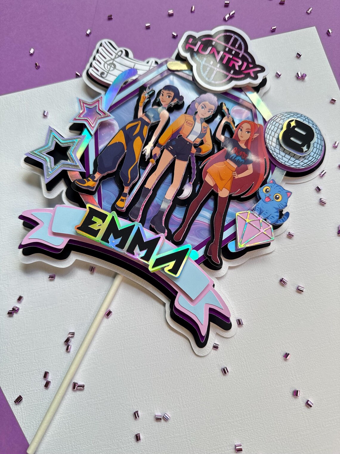 Kpop Demon Hunters Huntrix Layered 3D Cake Topper – Personalized ...