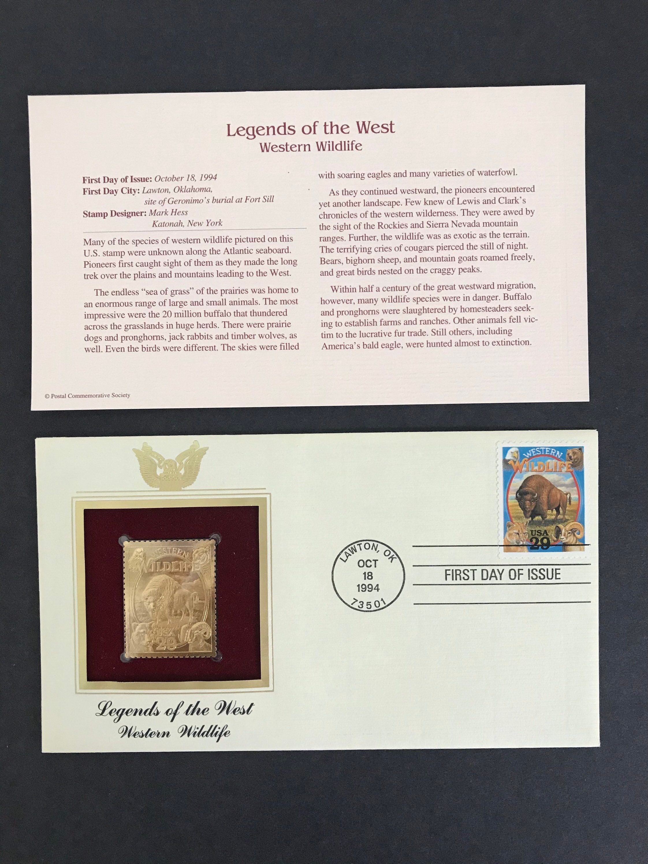 Legends of the West Stamp: 1994 First Day Issue, 22k Gold Plated - Etsy