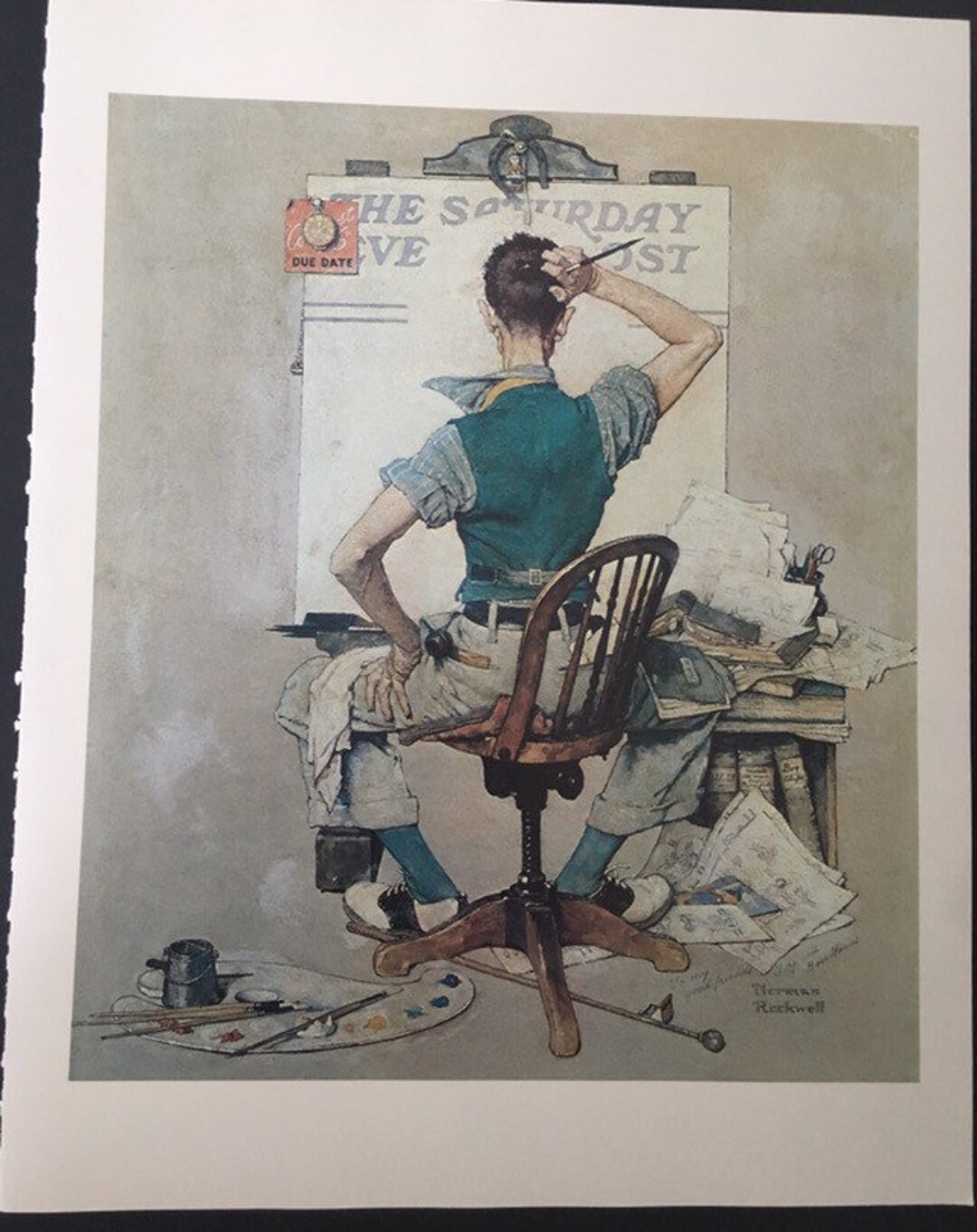 Vintage Norman Rockwell 'artist Facing Blank Canvas' Unframed Print - Etsy