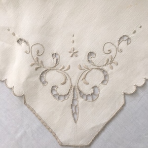 Vintage Madeira Embroidered Cut Work Punto Tagliato Cream Linen ...