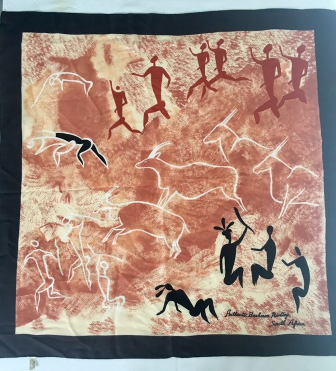Vintage Authentic South African Bushman Painting Scarf Wall-hanging ...
