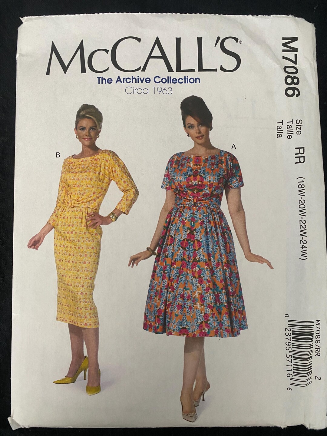 Mccall's 1963 Dress Sewing Pattern M7086, Plus Size RR - Etsy