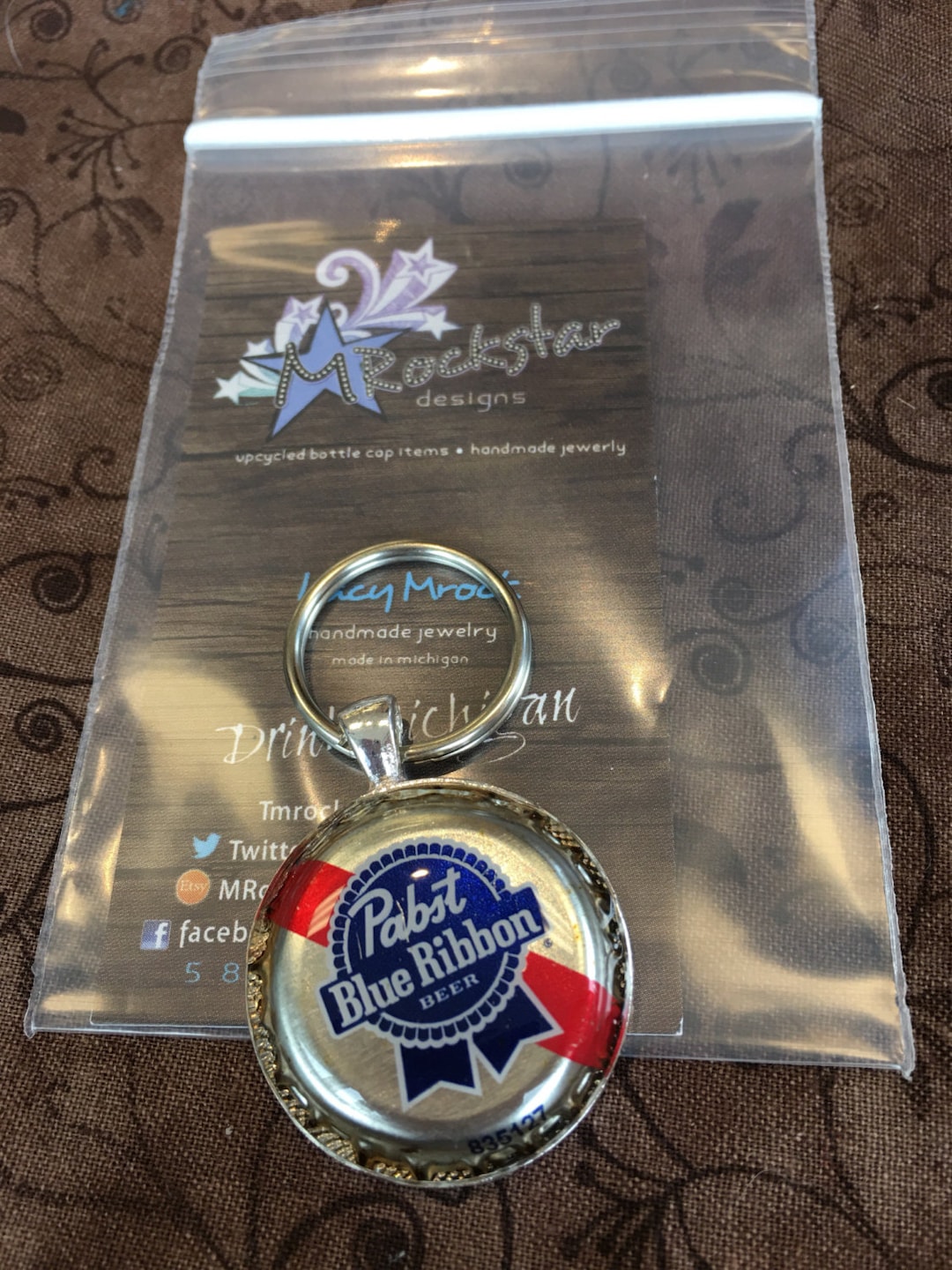 PBR Upcycled Keychain, Pabst Blue Ribbon, Beer, Recycled - Etsy