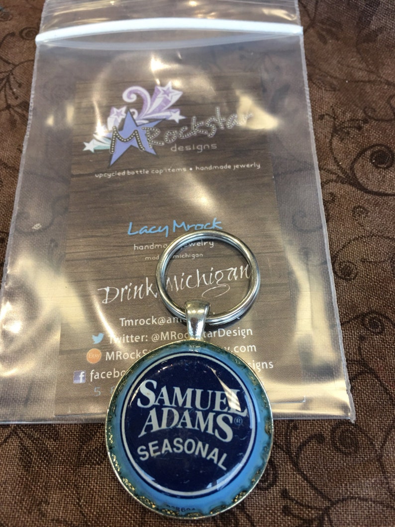 Sam Adams Upcycled Keychain, Beercap, Recycled, Upcycled, Beer Gear ...