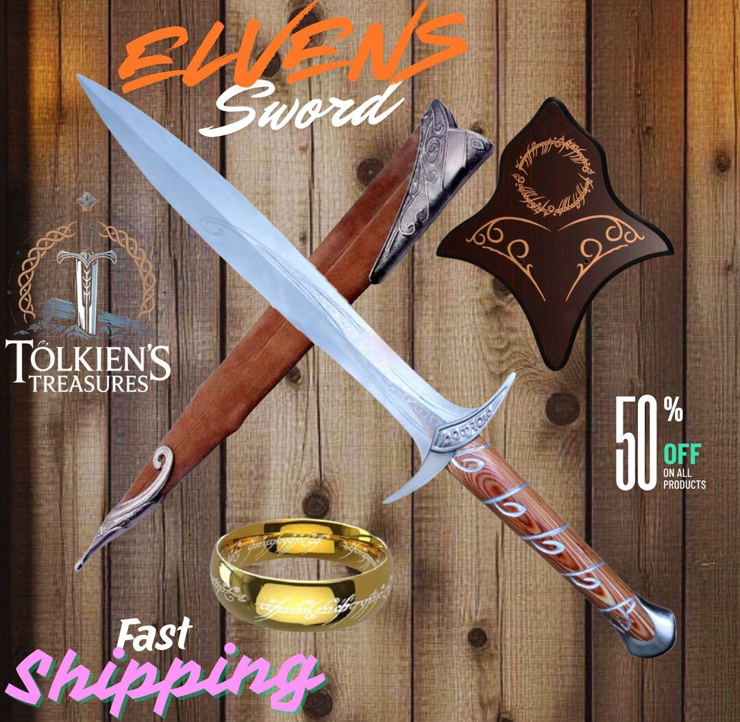 Elven Sword With Ring Locket Scabbard and Display Plaque Hand-crafted ...