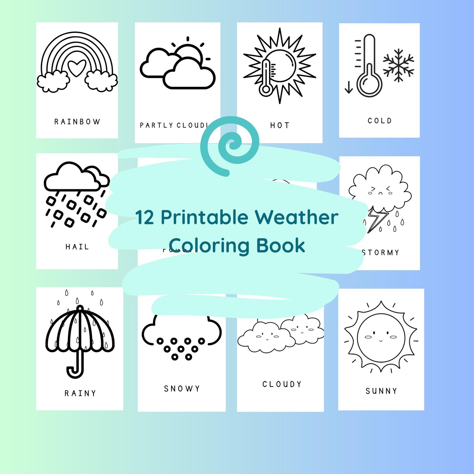 Weather Flashcards & Coloring Book: Montessori Learning (digital ...